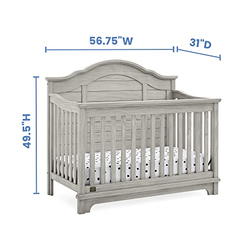 Delta Children Simmons Kids Asher 6-in-1 Convertible Crib with Toddler Rail, Rustic Mist