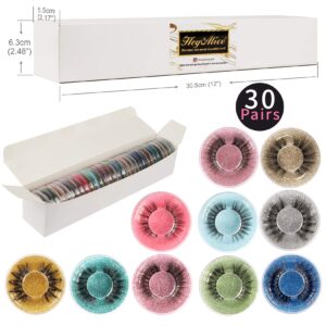 HeyAlice False Lashes Faux Mink Eyelashes 30 Pairs 10 Styles Wholesale Eye Lashes Pack 3D Volume Natural Look Wispy Fluffy Fake Eyelashes Bulk