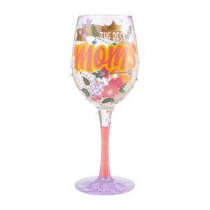 Enesco Designs by Lolita Best Mom's Get Promoted to Grandma Artisan Hand-Painted Wine Glass, 1 Count (Pack of 1), Multicolor