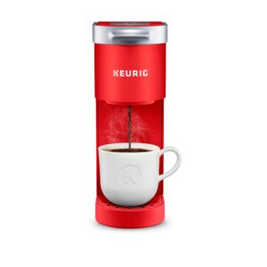 keurig k-mini single serve k-cup pod coffee maker, poppy red