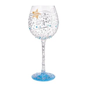 Enesco Designs by Lolita Super Bling You're The Brightest Star Artisan Hand-Painted Wine Glass, 1 Count (Pack of 1), Multicolor