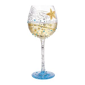 Enesco Designs by Lolita Super Bling You're The Brightest Star Artisan Hand-Painted Wine Glass, 1 Count (Pack of 1), Multicolor