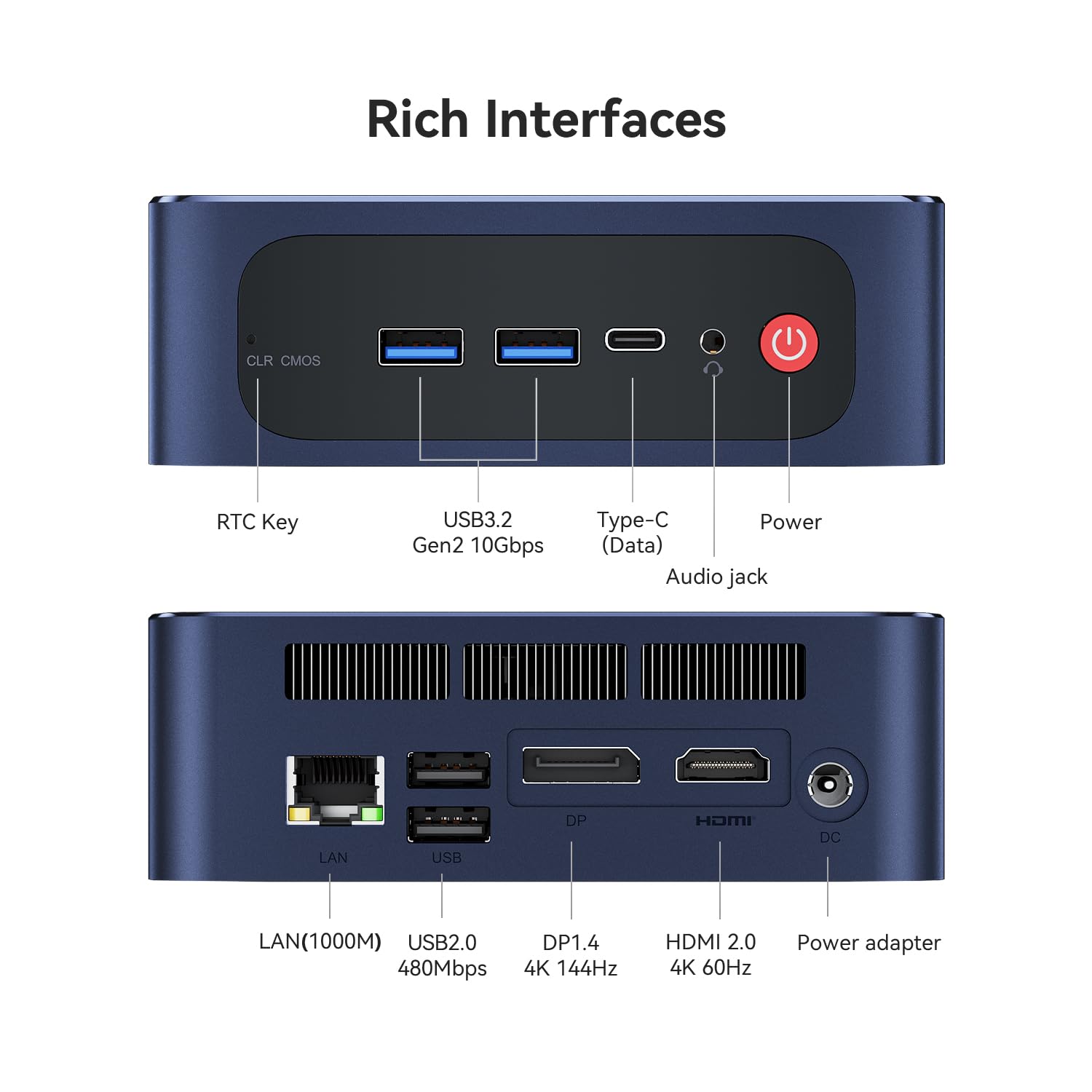 Beelink Intel 12Th Mini PC SEI12| Core i5 Mini Computers i5-12450H Turbo 4.4Ghz 8C/12T Intel Plus Graphics 16GB DDR4&500GB SSD, Dual 4K displays, WiFi 6, Bluetooth 5.2, Low-Power Gaming PC