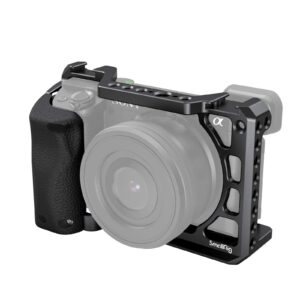 smallrig cage with silicone handgrip & cold shoe for sony a6100, a6300, a6400-3164