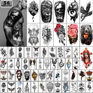 yazhiji 56 sheets temporary tattoos stickers 11 sheets half arm shoulder tattoos for men or women with 45 sheets tiny fake tattoo