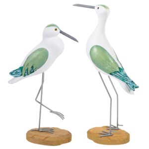 exceart 2pcs sea bird statue nautical beach figurines seagull statue wood bird sculpture figurines ornament indoor outdoor decor coastal decor wooden craft figurines green wooden seagull statue