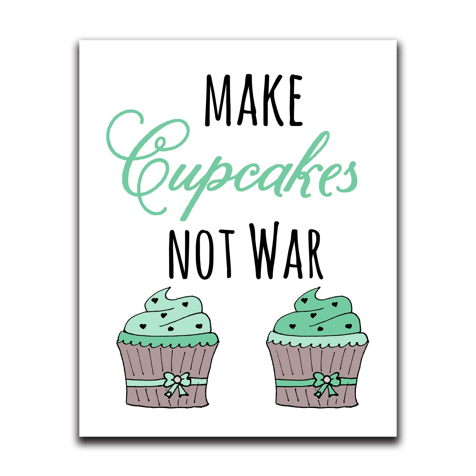 Moonlight Makers Funny Wall Decor With Sayings, Make Cupcakes Not War, Funny Wall Art, Room Decor for Bedroom, Bathroom, Kitchen, Office, Living Room, Apartment, and Dorm Room (8"x10")