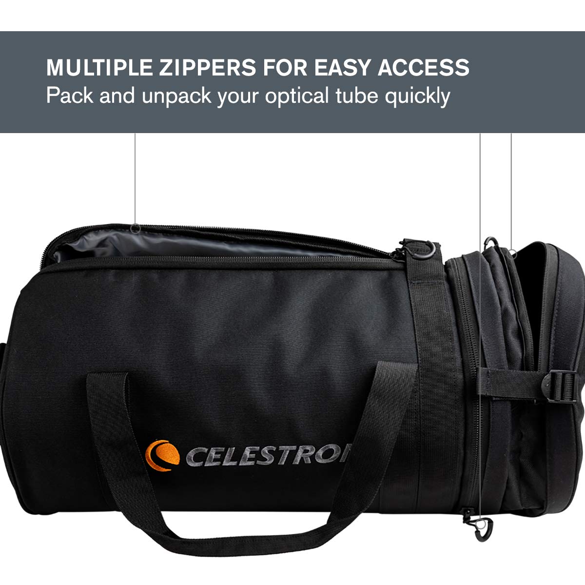 Celestron – 8” Telescope Optical Tube Bag – Custom Carrying Case Fits Schmidt-Cassegrain and EdgeHD – Ultra-Durable Protective Walls – Padded Straps for Easy Carry