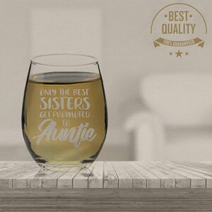 Veracco Only The Best Sister Get Promoted To Auntie Surprise Pregnancy Announcement Birthday Gifts Wine Lover Party Favor Stemless Glass (Clear, Glass)