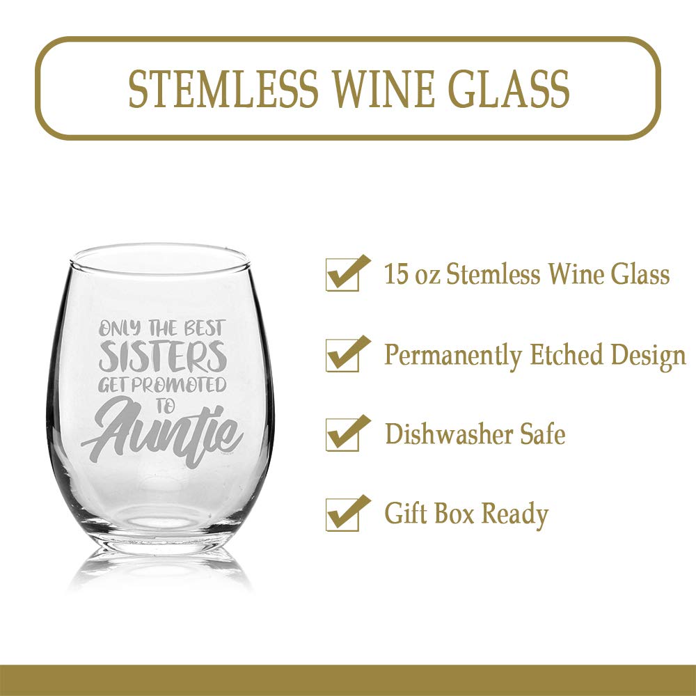 Veracco Only The Best Sister Get Promoted To Auntie Surprise Pregnancy Announcement Birthday Gifts Wine Lover Party Favor Stemless Glass (Clear, Glass)