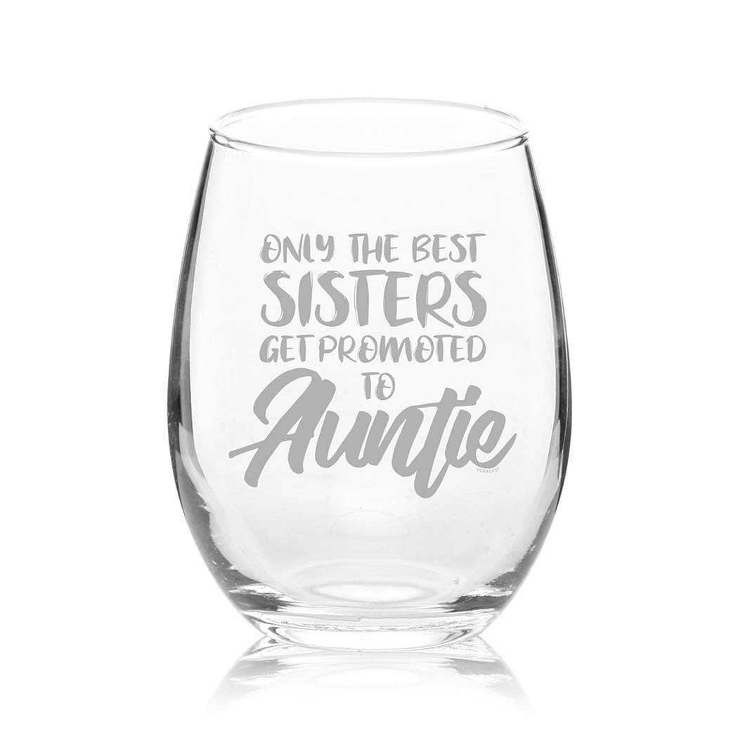 Veracco Only The Best Sister Get Promoted To Auntie Surprise Pregnancy Announcement Birthday Gifts Wine Lover Party Favor Stemless Glass (Clear, Glass)