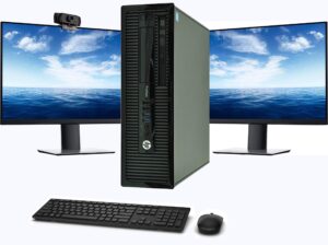 hp sff computer desktop pc, intel i5, 16gb ram 512gb ssd, new dual 23.6-inch fhd led monitor,webcam, 16gbflash drive,wireless keyboard & mouse, dvd, wifi, windows 10 pro (renewed)