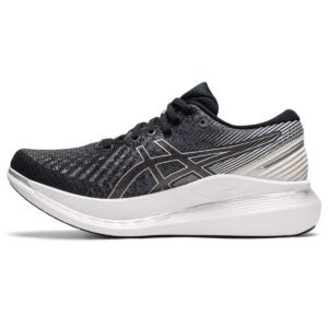 asics women's glideride 2 running shoes, 8.5, black/white