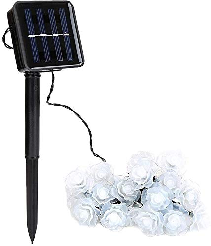 AMZSTAR 30LED Rose Flower Solar Strings Lights, Waterproof Outdoor Lights Solar Fairy Lights 20ft LED Flower Lights Decoration Lights for Outdoor,Lawn,Wedding,Patio,Party (Pink)