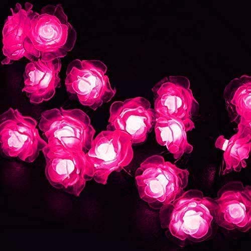 AMZSTAR 30LED Rose Flower Solar Strings Lights, Waterproof Outdoor Lights Solar Fairy Lights 20ft LED Flower Lights Decoration Lights for Outdoor,Lawn,Wedding,Patio,Party (Pink)