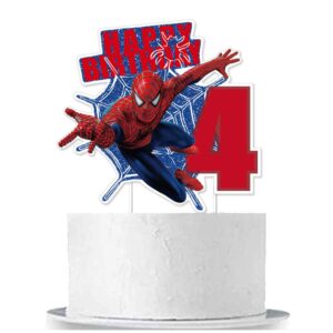 HugeONER Sipder Superhero Birthday Cake Topper for 4th Birthday