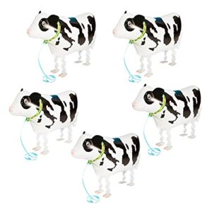 5 pcs walking cow balloons walking animal balloons farm animal balloon cow cartoon animals mylar balloon can't float cow foil balloon kit animal theme birthday party decoration,cow