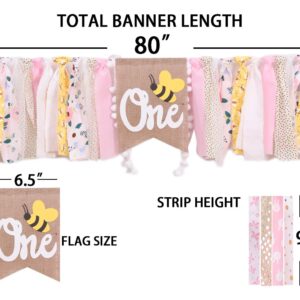 1st Happy Birthday Banner - Highchair Banner Tassels for Girl&Boy Birthday Party Decoration,Baby Birthday Photo Props Party Supplies(Bee)