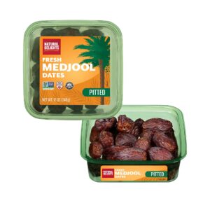 Natural Delights Medjool Dates – Large & Plump, Pitted Dates Medjool, Non-GMO Verified, Pesticide Free, Naturally Sweet Fruit Snack, Perfect for On-the-Go - Medjool Dates Pitted, 12 oz Container