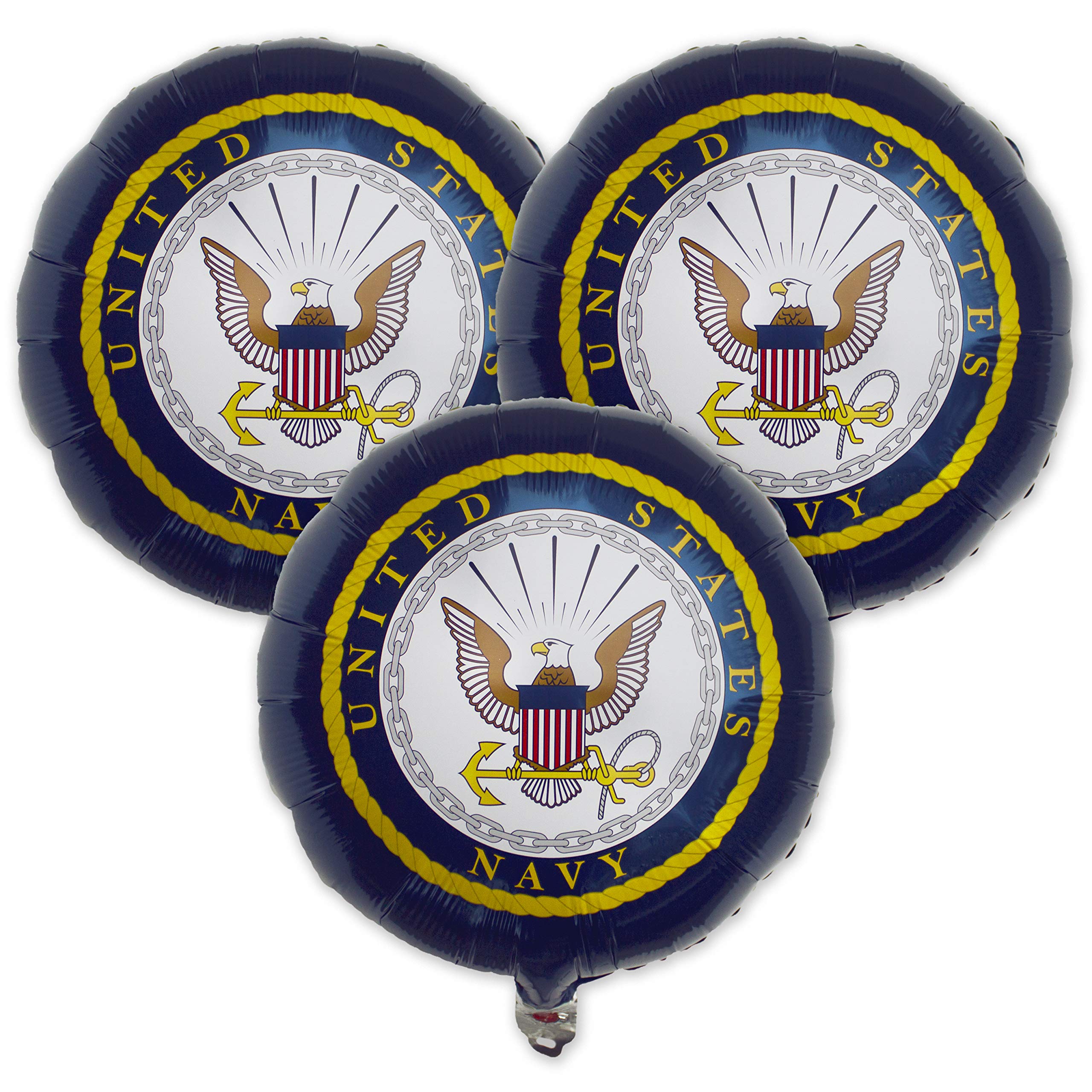 Havercamp U.S. Navy Balloons (3 Pcs.)! 3 (18”) Round Mylar Balloons with Officially Licensed U.S. Navy Crest logo.