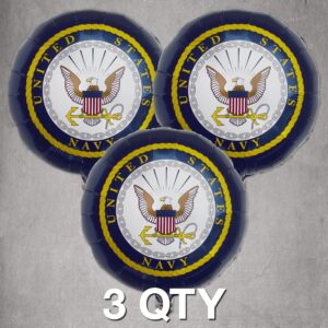 Havercamp U.S. Navy Balloons (3 Pcs.)! 3 (18”) Round Mylar Balloons with Officially Licensed U.S. Navy Crest logo.