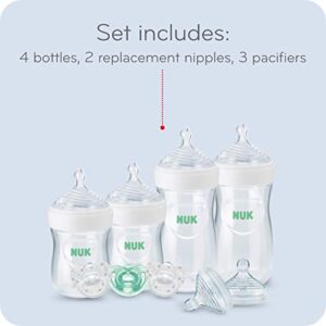 NUK Simply Natural Baby Bottles with SafeTemp Gift Set - Includes 4 Bottles, 3 Pacifiers, and 2 Replacement Bottle Nipples