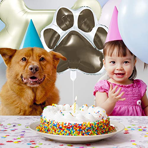 4 Pieces Bone Shaped Balloons Foil Helium Aluminum Balloons and 4 Pieces Dog Print Balloon for Pets Dog Party Suppliers (Coffee)