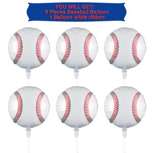 6 Pack 18 Inches Baseball Balloons Baseball Party Decorations Foil Balloons for Baseball Themed Party Supplies Summer Birthday Sports Party Favors Baby Shower Decoration