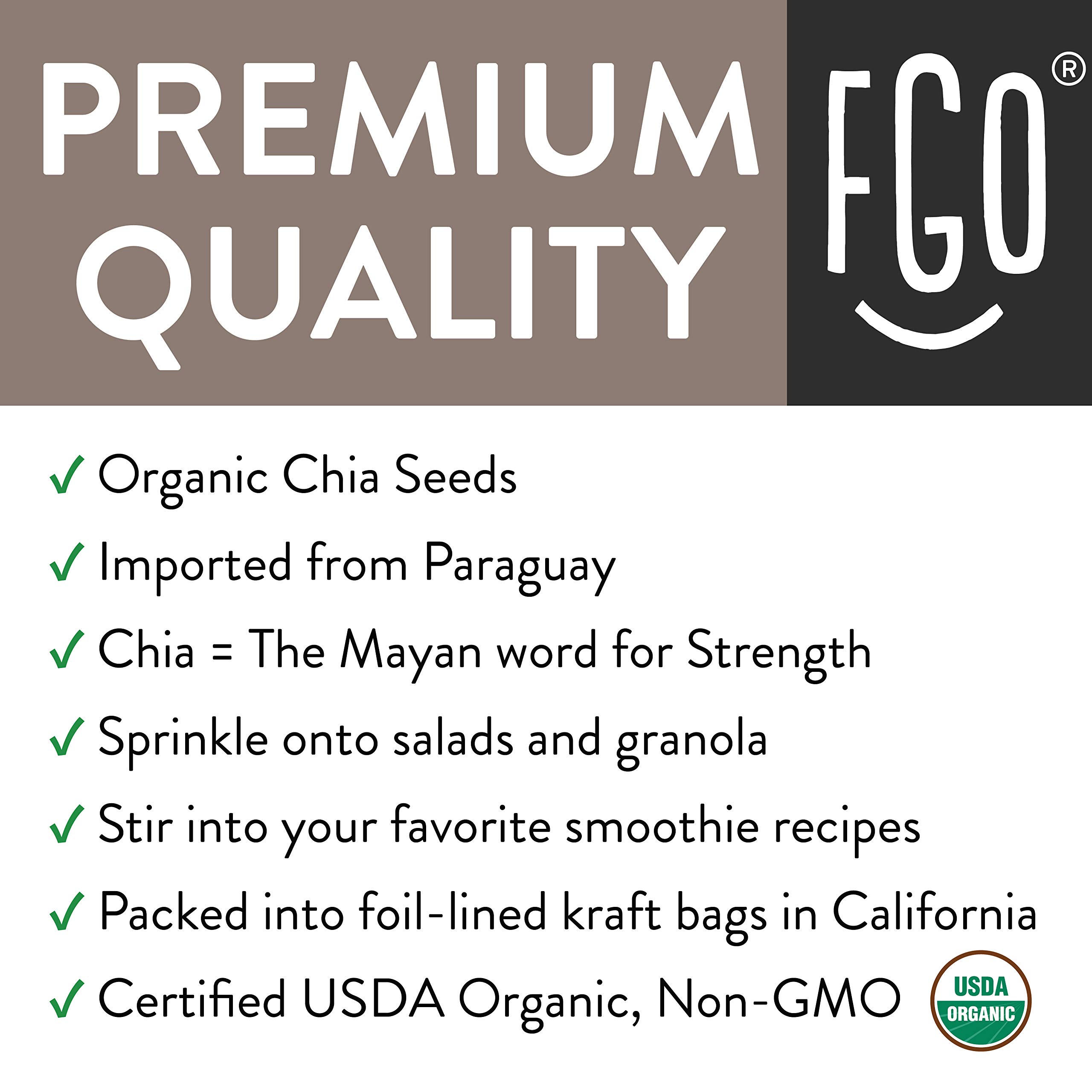 FGO Organic Chia Seeds, Sourced from Paraguay, 16oz, Packaging May Vary (Pack of 1)