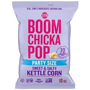 angie's boomchickapop sweet and salty kettle corn popcorn, gluten free, party size 10 oz.