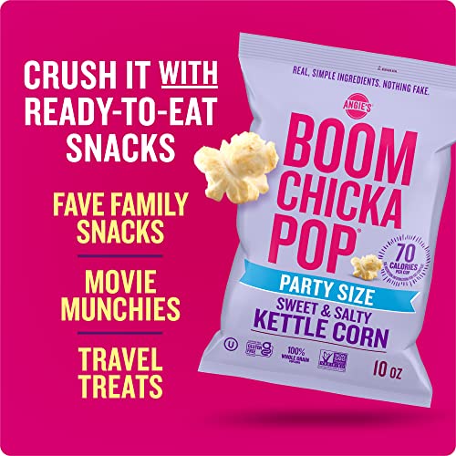 Angie's BOOMCHICKAPOP Sweet and Salty Kettle Corn Popcorn, Gluten Free, Party Size 10 oz.