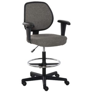 vinsetto ergonomic tall drafting desk chair with adjustable foot ring, armrest, and 360° swivel wheels, grey