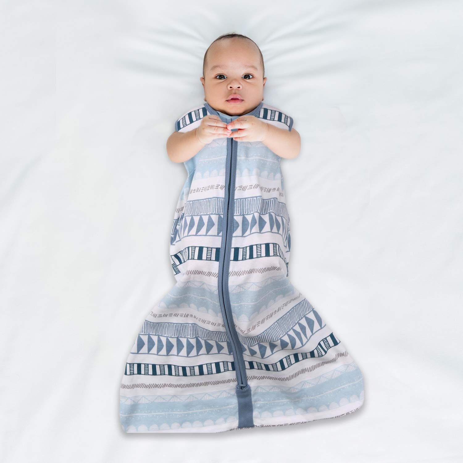 The Peanutshell Wearable Blanket Sleep Sack for Baby Boys or Girls, Blue Rhino & Tribal Stripe, Sizes up to 12 Months (Small/Medium)