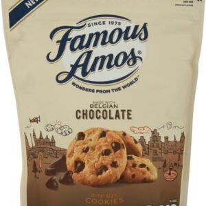 Famous Amos Wonders of the World Belgian Chocolate | Bite-Size Cookies with Chocolate Chips in a Resealable 7 oz Bag