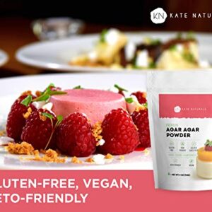 Kate Naturals Agar Agar Powder for Vegans, Baking, and Petri Dishes (4oz). Substitute Unflavored Gelatin Powder & Thickener for Vegan Jello & Gelatin Sheets. Keto-Friendly, Non-GMO & Gluten Free