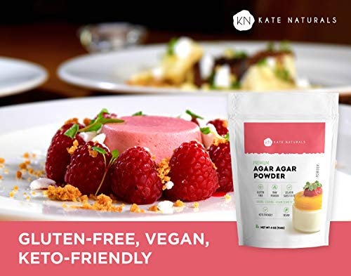 Kate Naturals Agar Agar Powder for Vegans, Baking, and Petri Dishes (4oz). Substitute Unflavored Gelatin Powder & Thickener for Vegan Jello & Gelatin Sheets. Keto-Friendly, Non-GMO & Gluten Free