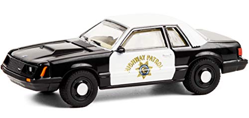 1982 Ford Mustang SSP Black and White CHP California Highway Patrol Hot Pursuit Series 36 1/64 Diecast Model Car by Greenlight 42930 C