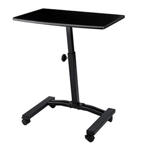 Seville Classics Airlift Height Adjustable Mobile Rolling Laptop Cart Computer Workstation Desk Table for Home, Office, Classroom, Hospital, w/Wheels, Flat (24") (New Model), Black