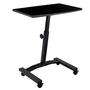 Seville Classics Airlift Height Adjustable Mobile Rolling Laptop Cart Computer Workstation Desk Table for Home, Office, Classroom, Hospital, w/Wheels, Flat (24") (New Model), Black