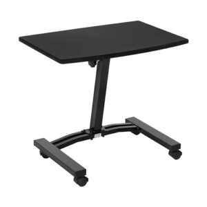 Seville Classics Airlift Height Adjustable Mobile Rolling Laptop Cart Computer Workstation Desk Table for Home, Office, Classroom, Hospital, w/Wheels, Flat (24") (New Model), Black