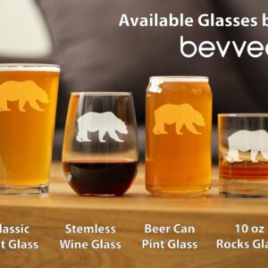 Bear Stemless Wine Glass - Cabin Themed Gifts or Rustic Decor for Women and Men - Engraved Silhouette - Large