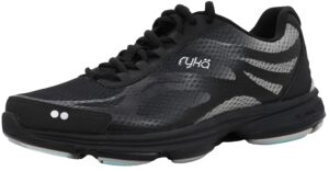 ryka women's devotion plus 2 walking shoe, black/grey, 9 w us