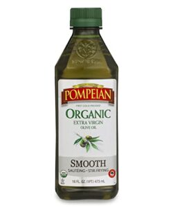 pompeian usda organic smooth extra virgin olive oil, first cold pressed, smooth, delicate flavor, perfect for sautéing & stir-frying, 16 fl. oz.