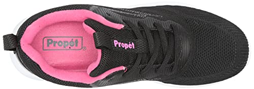 Propét Women's TravelBound Pixel Sneaker, Black/Pink, 10