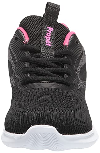 Propét Women's TravelBound Pixel Sneaker, Black/Pink, 10