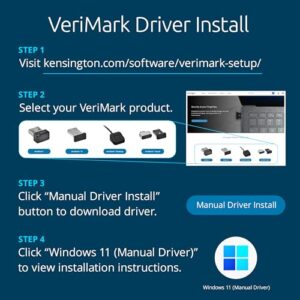 Kensington VeriMark Desktop USB Fingerprint Key Reader - Windows Hello, FIDO U2F, FIDO2 (K62330WW)