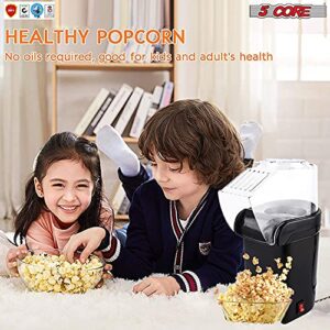 5 Core Hot Air Popcorn Popper 1200W Electric Popcorn Machine Kernel Corn Maker, Bpa Free, 16 Cups, 95% Popping Rate, 3 Minutes Fast, No Oil Healthy Snack for Kids Adults, Home, Party & Gift POP B