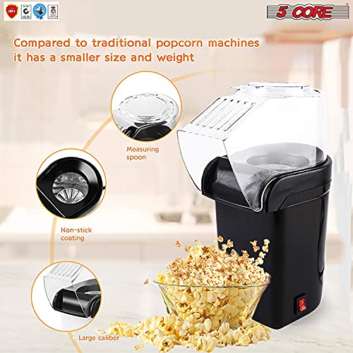 5 Core Hot Air Popcorn Popper 1200W Electric Popcorn Machine Kernel Corn Maker, Bpa Free, 16 Cups, 95% Popping Rate, 3 Minutes Fast, No Oil Healthy Snack for Kids Adults, Home, Party & Gift POP B