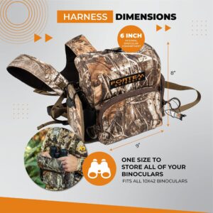 FORTEM OUTDOORS Binocular Harness Chest Pack - Realtree Edge Camo - Premium Hunting Harness & Binocular Case - Hunting Chest Pack, Bino Harness with Rangefinder Pouch, Hunting Chest Rig