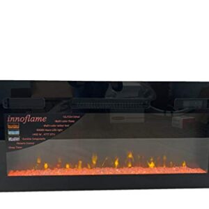 Tiara Innoflame Fireplace Electric 36" Flat Front Crystal Ember Bed w/Remote Control (Black)